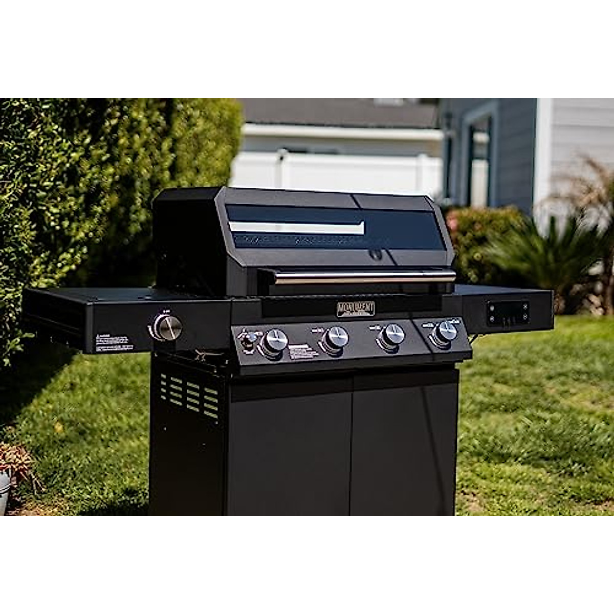 Monument Grills 4-Burner Liquid Propane Gas Smart bbq Grill Denali D425 with Stainless Steel Rotisserie Kit(2 Items)