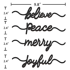 Christmas Cutouts Wood Table Place Card Believe Merry Peace Joyful Wood Word Holiday Place Settings for Christmas Thanksgiving Plate Decor Table Decorations (Black, 8)