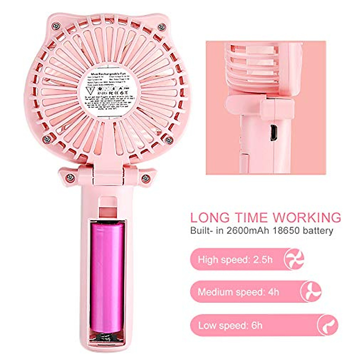 TriPole Mini Handheld Fan Bundle 2600mAh and 5000mAh Battery Operated USB Personal Fan Speed Adjustable Portable Fan