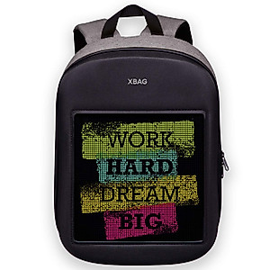 XBAG LED Backpack Customizable Led Screen Hard Case Laptop Backpack with Programmable Screen Digital Smart Model One (Gray)