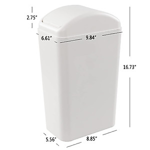 Readsky 3.5 Gallon Swing Top Trash Can, Plastic Garbage Can with Swing Lid, Light Grey