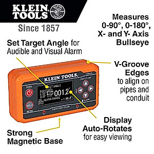 Klein Tools 935DAGL Digital Level Angle Finder with Programmable Angles, Measures 0 - 90 and 0 - 180 Degree or Dual Axis Bullseye Ranges