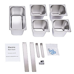 PIAOCAIYIN Food Warmer, 110V 5-Pan Commercial Food Warmer, Buffet Steam Table, Stainless Steel Bain Marie Buffet Food Warmer, steam table food warmer, steam table food warmer for Restaurants, Catering