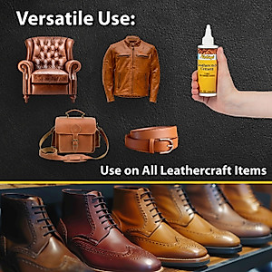 Fiebing's Leathercraft Cement - Leather Glue (4oz) - Quick Drying, High Strength, Flexible Adhesive w/Permanent Bonding for Craft or Repair for Leather Jackets, Shoes, Wallets, Furniture - Non-Toxic