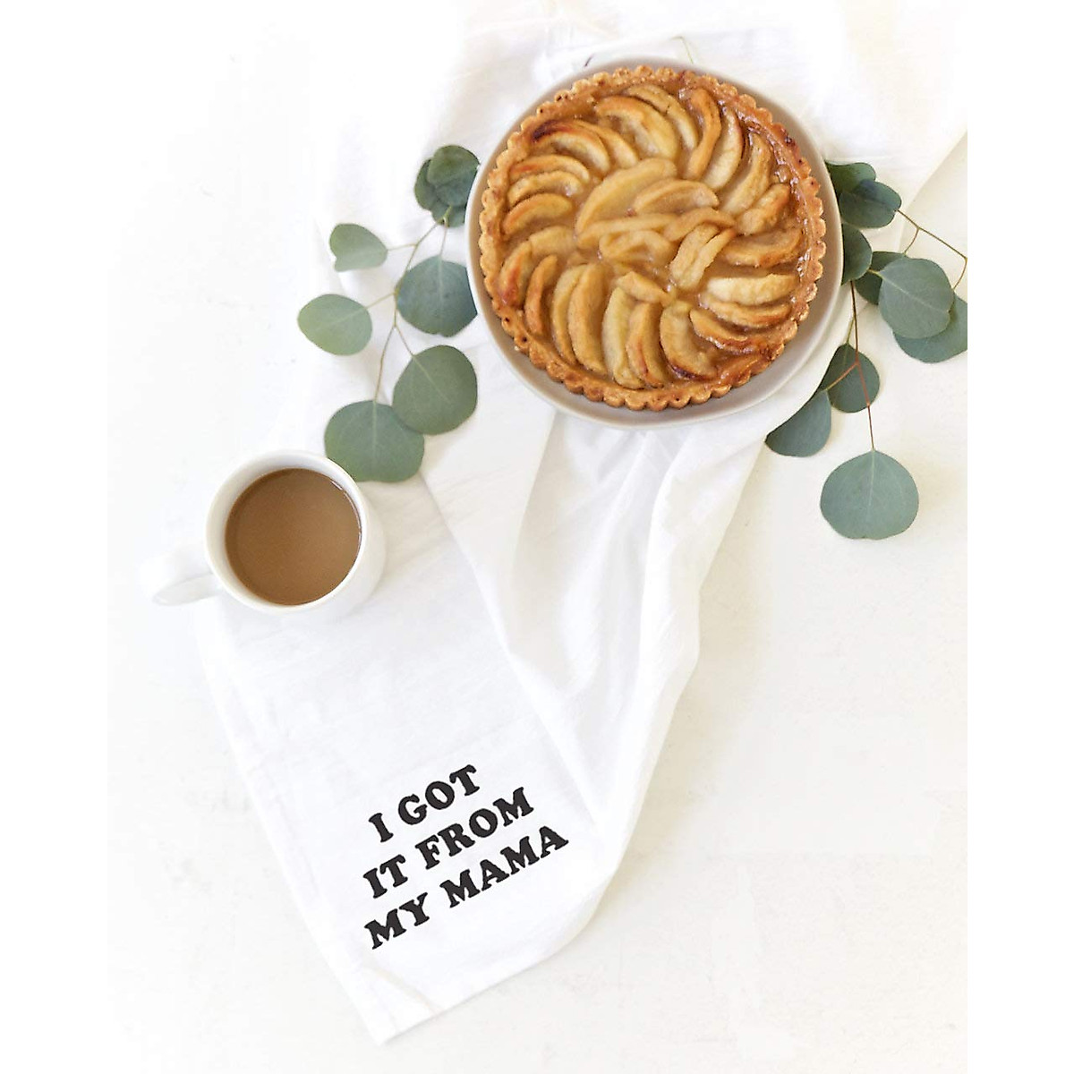 The Cotton & Canvas Co. I Got It from My Mama Soft and Absorbent Kitchen Tea Towel, Flour Sack Towel and Dish Cloth, for Her