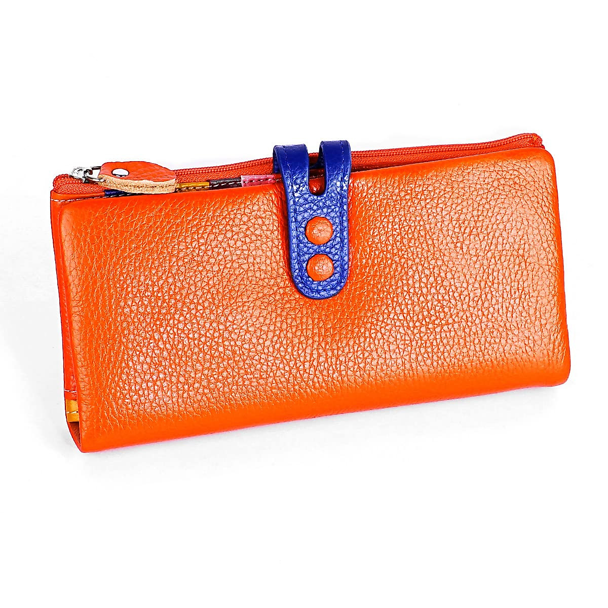 Hmroman Long Women Wallet, Soft Leather Designer Bifold Multi Card Organizer Lady Clutch RFID Blocking Fashion Colorful Wallet