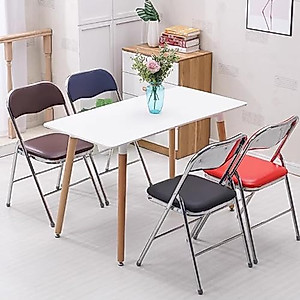 EDLE Electroplating Folding Chair,Home Reclining Chair,Dining Chair,Office Conference Chair,for Home,Office (Color : Black)