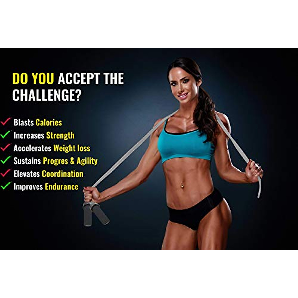 Weighted Jump Rope - (1LB) Solid PVC for Crossfit and Boxing - Heavy Jump Rope with Memory Non-Slip Cushioned Foam Grip Handles for Fitness Workouts Endurance and Strength Training