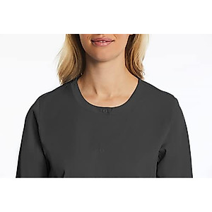 Scrub Jacket for Women 3 Pocket 4-Way Stretch Snap Button for Hospital Dental EL9405 (Pewter, X-Small)