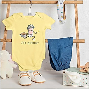 Brisco Brands Life Is Poop Pots And Pans Funny Cute Baby Romper Boys or Girls