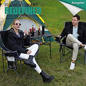 SUNNYFEEL XL Oversized Camping Chair, Folding Camp Chairs for Adults Heavy Duty Big Tall 500 LBS, Padded Portable Quad Arm Lawn Chair with Pocket for Outdoor/Picnic/Beach/Sports