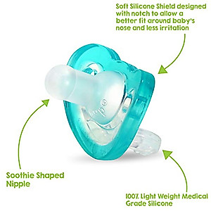 RaZbaby JollyPop Baby Pacifier Plus, 3m+, Teal, Double Pack