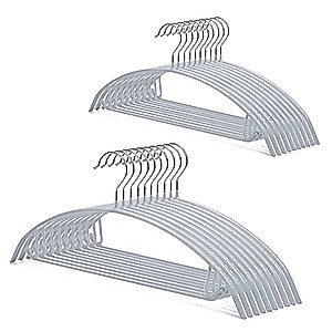 Nature Smile 20 Pack Non-Slip Suit Hanger,Coat Jacket Hangers,Sweater Hangers,PVC-Coating Metal Hangers for Pants,Shawls,Belts,Bras - Dimple & Crease Free T-Shirt Hangers,Silvery Grey Color…