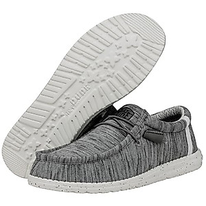 Hey Dude Men's Wally Stretch Stone White Size 11 | Men's Loafers | Men's Slip On Shoes | Comfortable & Light-Weight