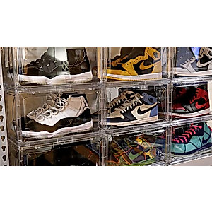 Proof Culture | Premium Shoe Storage Box, Clear Plastic Stackable Shoe Organizer for Closet, Space Saving Foldable Shoe Sneaker Containers Bins Holders (Large)