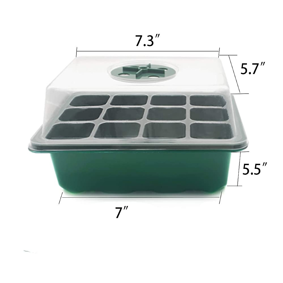 VANLAN Seed Starter Tray, 10 Pack Seed Starter Kit with Dome and Base, Humidity Adjustable Greenhouse Grow Trays for Seeds Growing Starting (Green（12 Cells）)