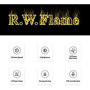 R.W.FLAME 42IN Recessed and Wall Mounted,The Thinnest Fireplace,Low Noise, Fit for 2 x 6 and 2 x 4 Stud, Remote Control with Timer,Touch Screen,Adjustable Flame Color and Speed