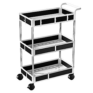 NUNET Under Sink Organizer w. Locking Casters & Handle 2/3/4 Tier Adjustable Small Rolling Cart Cabinet Storage Large Capacity Moving Cart w. Wheels for Kitchen, Bathroom, Countertop (2 Pack 2 Tier)