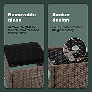 FDW Outdoor Patio Furniture Set,3 Pieces Wicker Bistro Set Outdoor Patio Set Rattan Chair Conversation Sets Patio Sofa Wicker Table Set for Yard Backyard Lawn Porch Poolside Balcony,Khaki Cushion