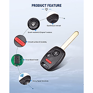 ECCPP Replacement Uncut 433MHz Keyless Entry Remote Key Fob fit for 2005-2008 Honda Pilot CWTWB1U545 (Pack of 1)
