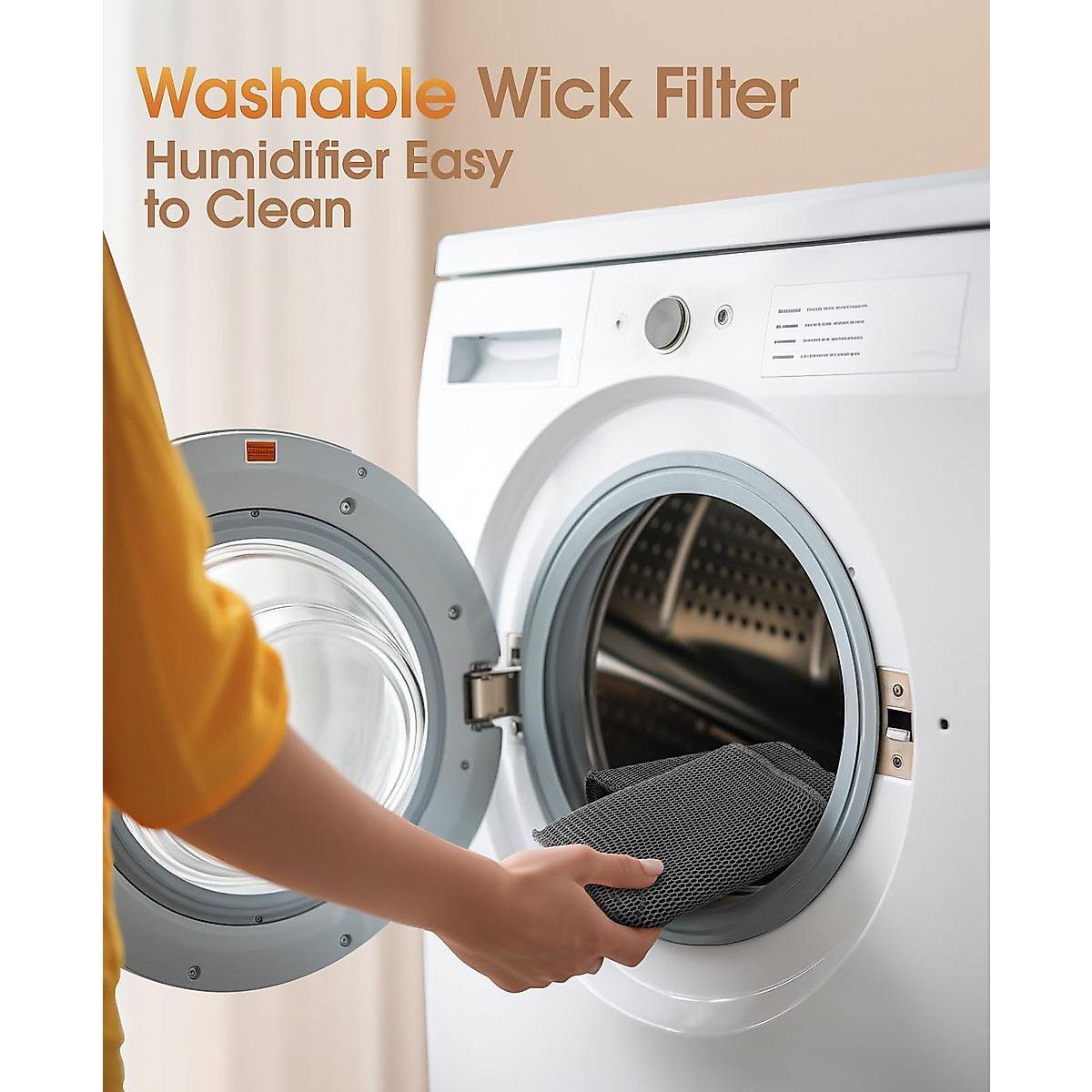 Reuseable Wick Evaporative Humidifier for Bedroom Quiet Healthy Baby Humidifier, No White Dust, Evaporative Humidifier Large Room 800ml/h 3 Speeds, 2 Gal, Timing, Auto Shut off