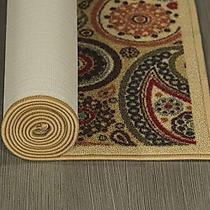 Ottomanson Ottohome Collection Non-Slip Rubberback Paisley Design 3x10 Indoor Runner Rug, 2'7" x 9'10", Beige