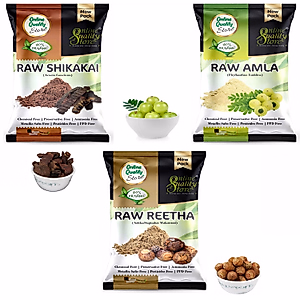 Online Quality Store Reetha Amla Shikakai (Raw Form) Combo Pack, 300 g (Pack of 3)