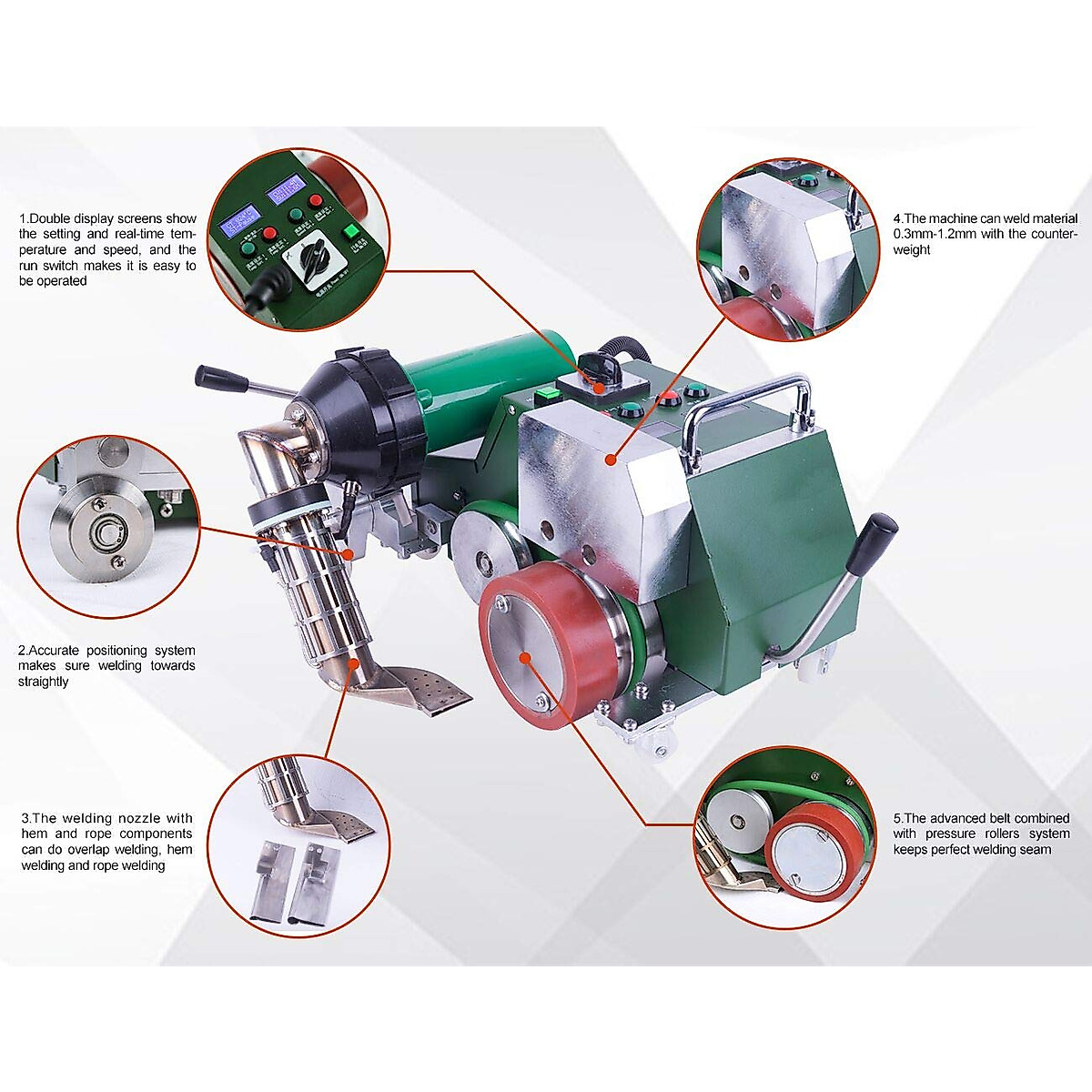 PVC Hot Air Welder for Advertising Cloth Banner Fabric Window Door Overlap Jointing Hem Welding Rope Welding (110v/2000w Welder Machine)