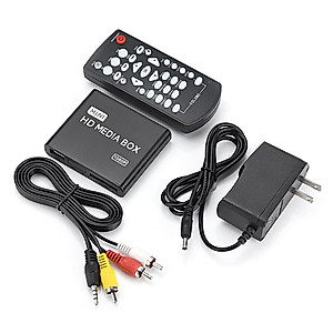 1080P Full-HD Digital Media Player, HDMI/AV/VGA Output, 7.1 Surround Sound, HDMI Media Player with Remote Control, 1080P HDMI TV Media Player for USB MMC RMVB MP3 AVI MKV(US Plug)