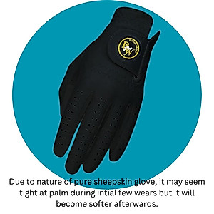 PIGEON WEDGE Leather Golf Glove for Men, Right Handed Golfers, Black, Comfortable Design, Maximum Grip, All Weather Golfing Glove, Worn On Left Hand, Breathable, Durable, Gift for Golfers