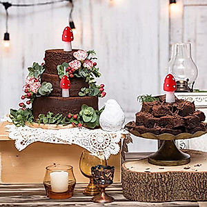 Tondiamo 3 Pcs Mushroom Candles Birthday Cake Topper Forest Woodland Cupcake Fairy Decorations for Baby Shower Party Home Wedding Favor