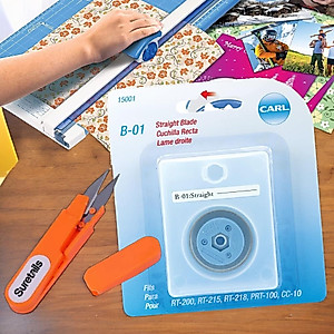 Paper Cutter Professional Rotary Paper Trimmer Replacement Blades, 0.634 Oz, Bundle With Suretails Embroidery Scissors - Straight Blade For Paper, Photos, Cardstock, Easy Install (Pack Of 2)