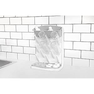 Ubbi Vertical Baby Bottle Drying Rack, Countertop Drying Rack Baby Accessory, Gray