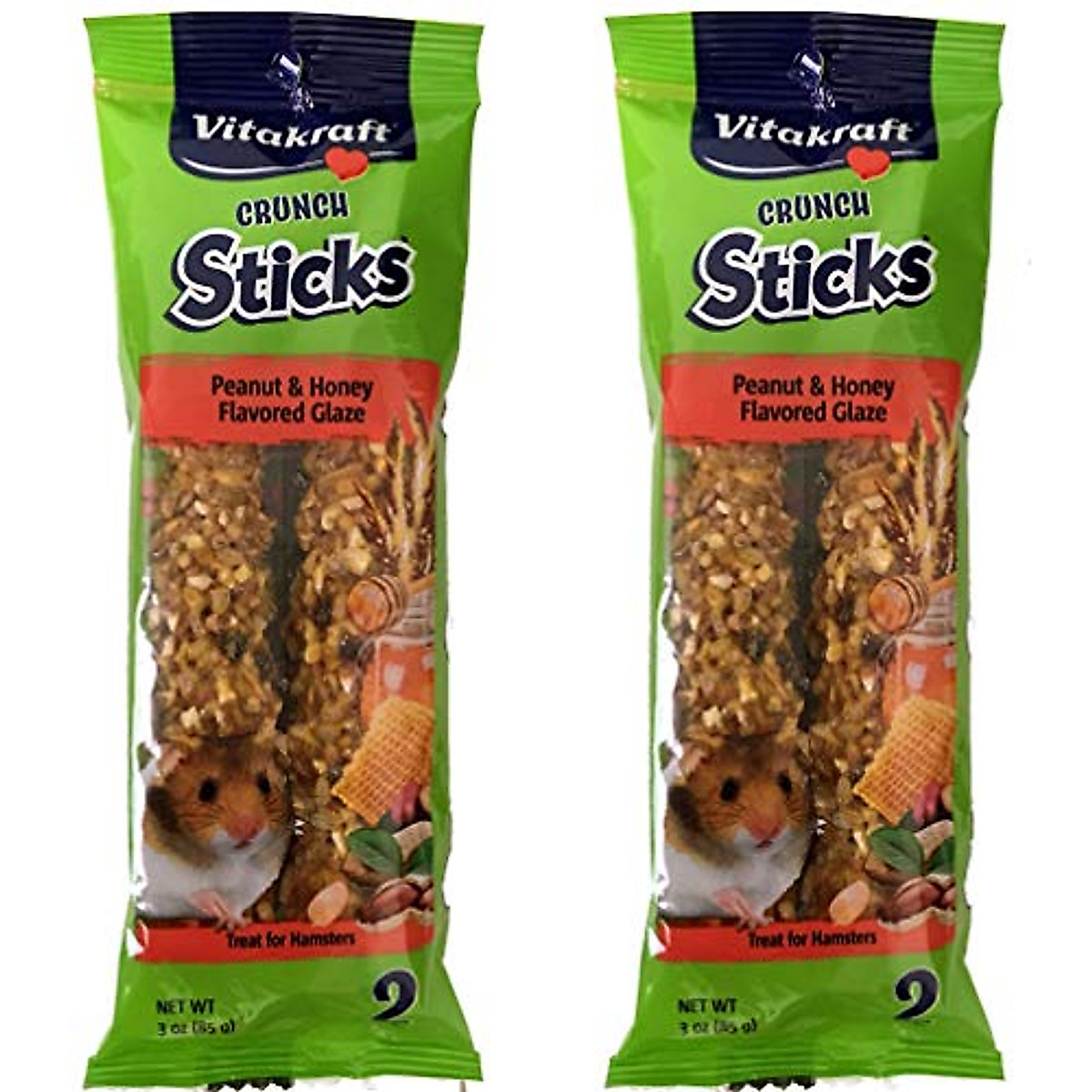 Vitakraft Hamster Whole Grains, Peanut and Honey Glazed Treat Sticks and 4 Pack, 6 Ounce
