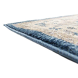 Unique Loom Salzburg Collection Classic Traditional Medallion Design Oriental Inspired Area Rug, 4' 0" x 4' 0", Blue/Beige