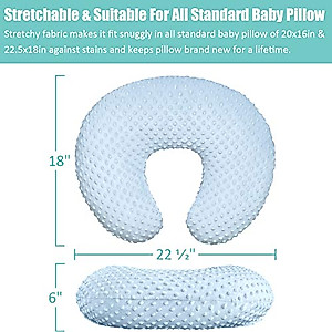 Minky Nursing Pillow Cover, Nursing Pillow Case Plush Breastfeeding Pillow Slipcover Fits Nursing Pillow, Ultra Soft Snug for Infant & Baby Boy Girl, Machine Washable & Breathable, Grey & Light Blue