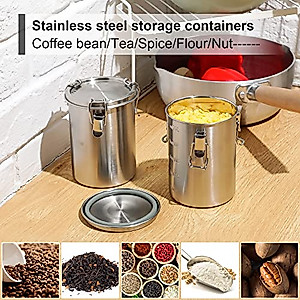 Zopeal 6 Pack 34 Oz Stainless Steel Canisters Set Stainless Steel Airtight Food Storage Containers Metal Containers with Lids Sealed for Tea Coffee Sugar Flour Baking Pantry Kitchen Counter (17.6 Oz)