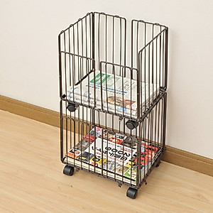 Yamazen RSR-2C (DBR) Newspaper Stocker, 2 Tiers, Dark Brown