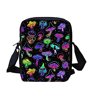WELLFLYHOM Mushroom Crossbody Bag for Purse for Women Teen Girls Messenger Bag Small Canvas Cross Body Bag Travel Beach Shoulder Handbag Satchel Stuff Sack for Kids