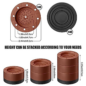 Lallisa Set of 48 Round Bed Risers Heavy Duty Couch Risers 1.85 Inch Bed Lifts Risers Adjustable Desk Risers for Desk Legs Bed Frame Table Sofa Chair Mattress Couch Dorm (Black, Brown)