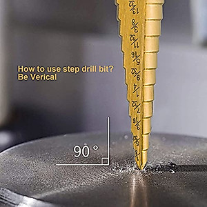 HIDOTOL Step Drill Bit Set 3PCS, High Speed Steel Titanium Coated, Double Cutting Blades, Unibit Drill Bits for Metal Sheet, Wood, Plastic, Total 28 Sizes