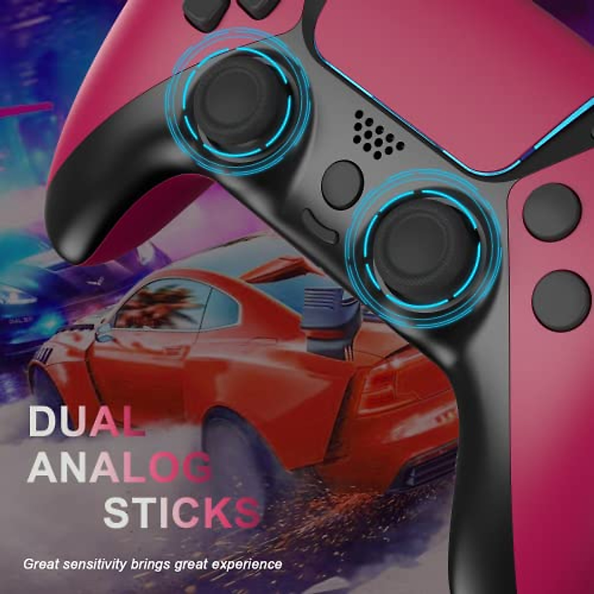 Wireless Controller for PS4 Controller, AUGEX Ymir Game Remote for Playstation 4 Controller with Turbo, Steam Gamepad Work with Back Paddles, Scuf Controllers for PS4/Pro/Silm/PC/IOS -Cosmic Red