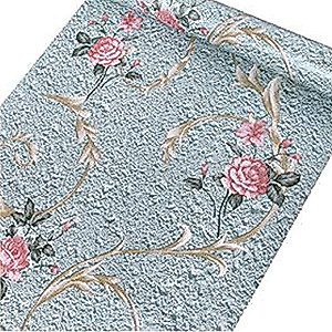 HOYOYO 17.8 x 118 Inches Self-Adhesive Liner Paper, Removable Shelf Liner Wall Stickers Dresser Drawer Peel Stick Kitchen Home Decor, Blue Vintage Peony