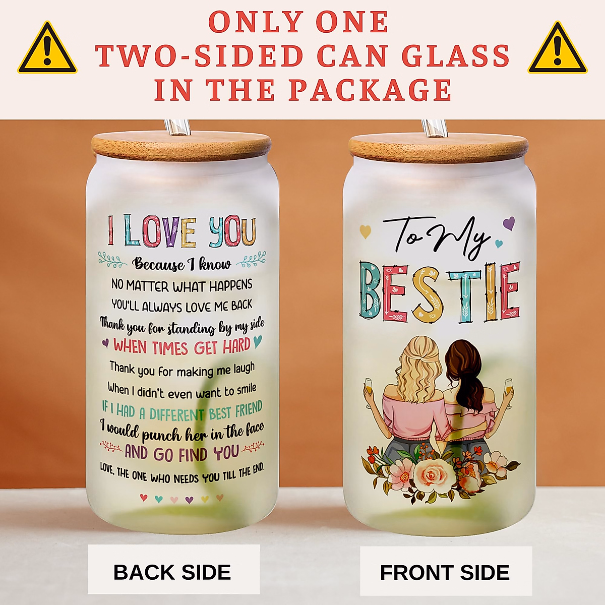 Gifts for Best Friends Women Birthday - Friend Gifts for Women, Gifts for Friends Female, Gifts for Best Friends - Gifts for Women Friendship - Gag BFF Bestie Gifts for Women - Funny Can Glass