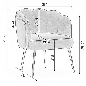 Yone jx je Modern Shell Chair Accent Chair, Velvet Armless Accent Chair, Barrel Chair Button-Tufted Decorative Sitting Chair, Corner Side Chair, Vanity Chair for Bedroom, Living Room (Yellow)