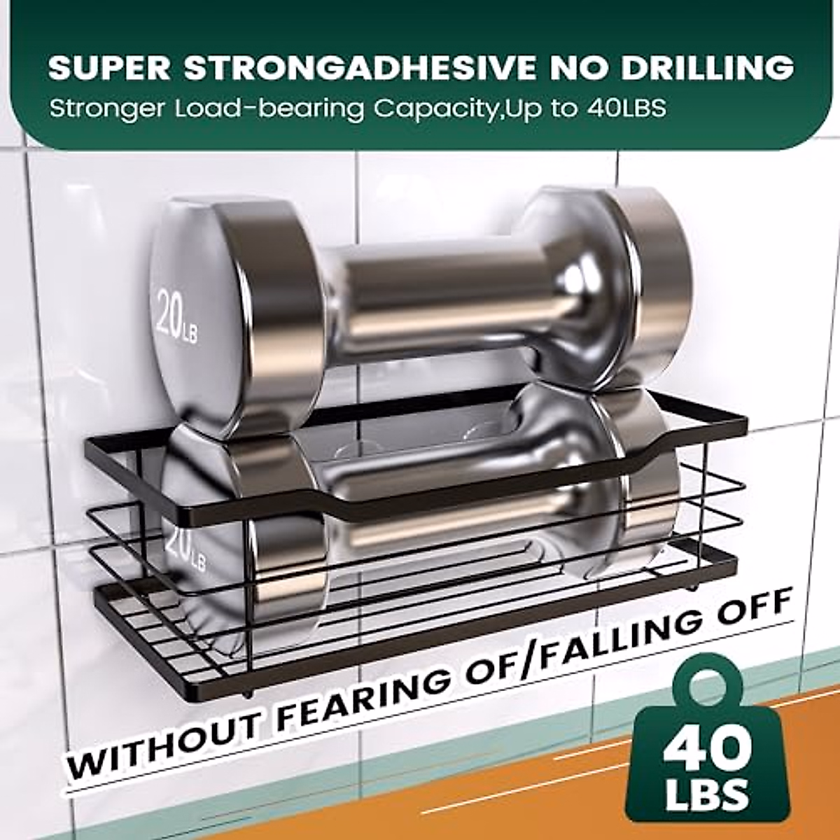 BTSD-home Shower Caddy Bathroom Organizer 5 Pack Rustproof Shower Rack Adhesive Shower Shelves with 4 Hooks, 2 Soap Holder, 1 Toothbrush Holder, Stainless Steel for Home Decor Bathroom Accessories