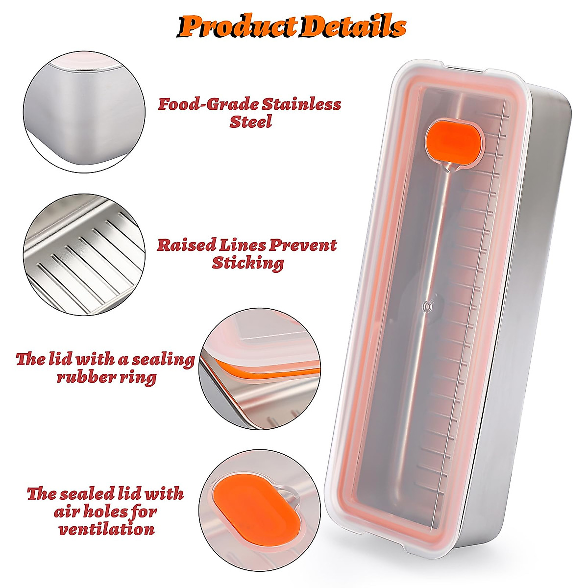 BSTKEY Bacon Container for Refrigerator, 304 Stainless Steel Airtight Deli Meat Saver Bacon Keeper for Fridge, Bacon Fresh Storage Container with Clear Lid, Dishwasher Safe, Fridge Organizer