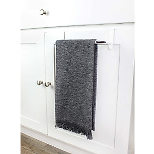 AuldHome Over Cabinet Towel Racks (2-Pack), Rustic Kitchen Towel Bars in Distressed White Enamel