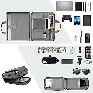 Laptop Case 15.6 Inch Briefcase Military-Grade Protection with Detachable Belt Bag, Compatible All Model of 15-16 Inch MacBook Pro and Most Popular 15.6 Inch Notebooks Chromebooks (Gray Black)