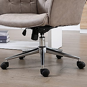 Vinsetto Modern Mid-Back Tufted Microfiber Home Office Desk Chair with Adjustable Height, Swivel Adjustable Task Chair with Padded Armrests, Light Grey